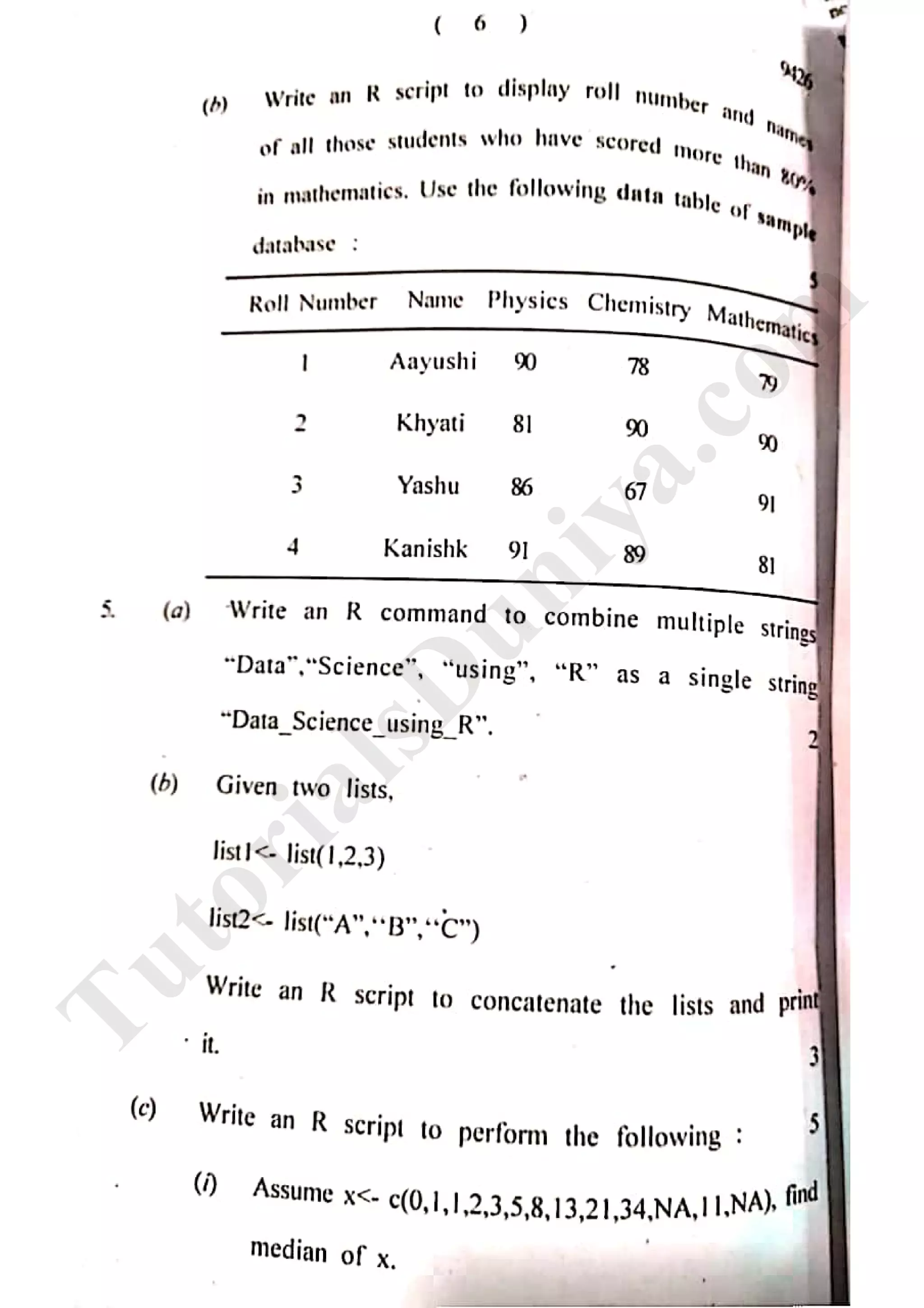 Data science question paper 2018 tutorialsduniya.com