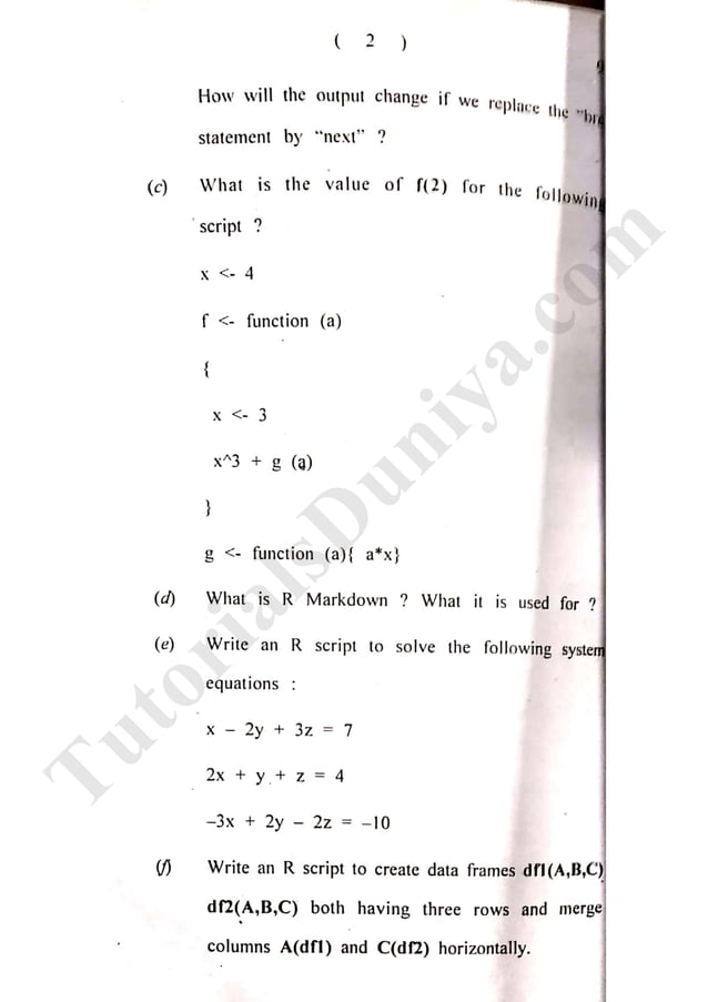 Data science question paper 2018 tutorialsduniya.com