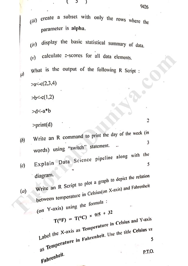 Data science question paper 2018 tutorialsduniya.com