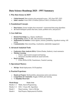 Data Science Roadmap 2025 | Best IT Training | PDF