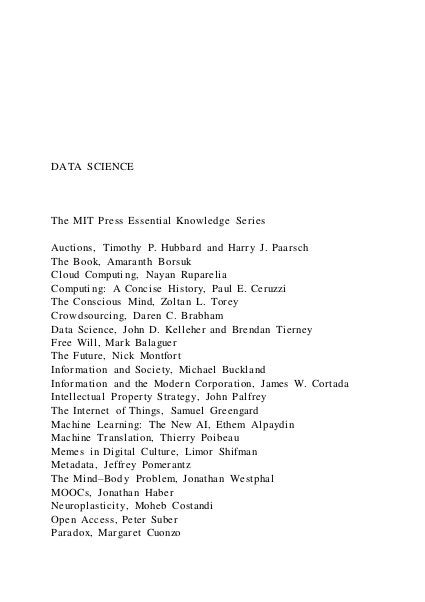DATA SCIENCEThe MIT Press Essential Knowledge | PDF
