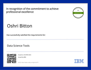 Data Science Tools-IBM SkiilsBuild certificate | PDF