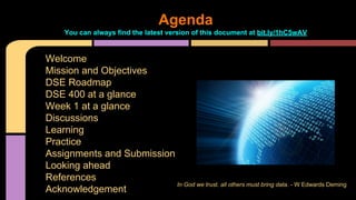 Data scientist enablement dse 400 - week 1 roadmap | PPT