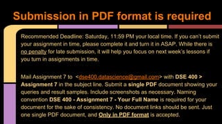 Data scientist enablement dse 400 week 7 roadmap | PPT