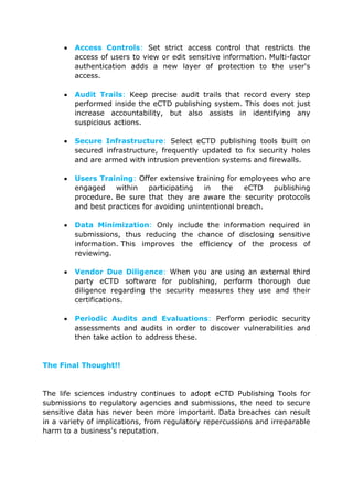 Data Security and Confidentiality in eCTD Publishing Tools Safeguarding ...