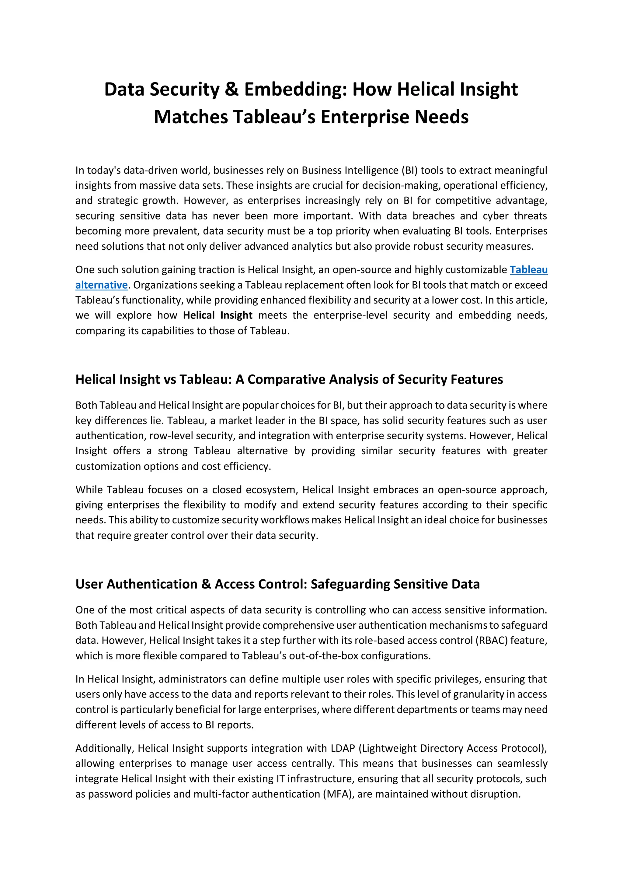 Data Security & Embedding How Helical Insight Matches Tableau’s ...