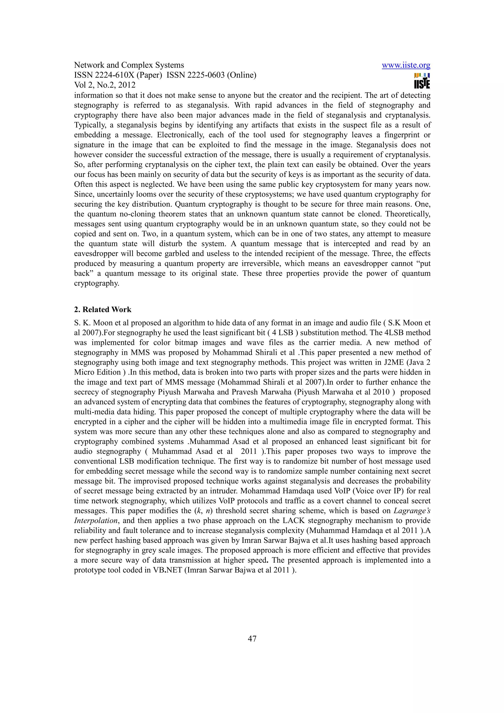 Data security using stegnography and quantum cryptography | PDF