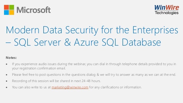 Modern Data Security for the Enterprises – SQL Server & Azure SQL Dat…