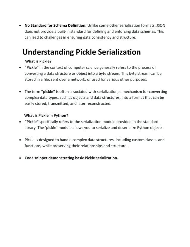 Data Serialization in Python JSON vs. Pickle | PDF
