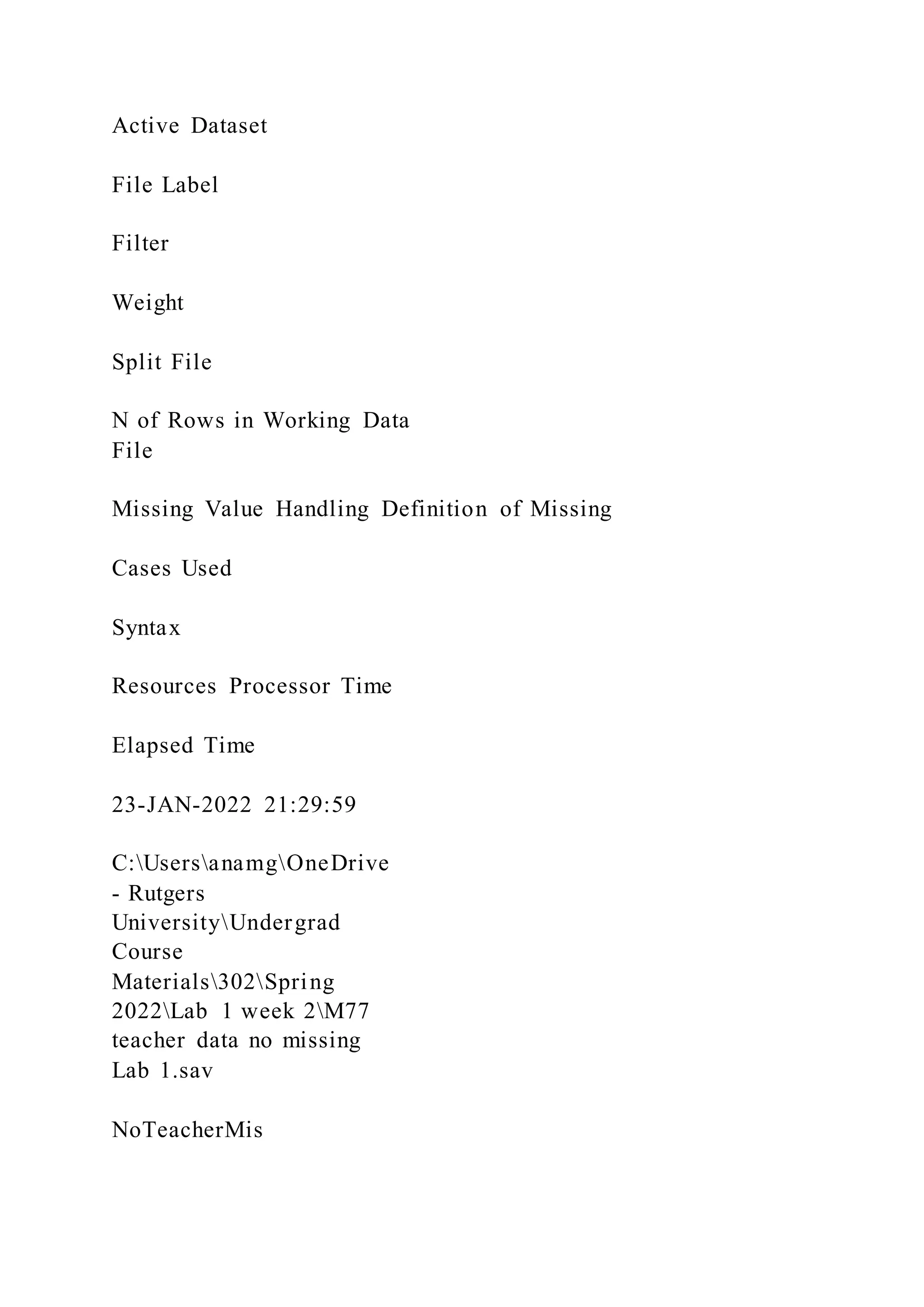 DATASET ACTIVATE DataSet1. DATASET ACTIVATE DataSet1. | PDF