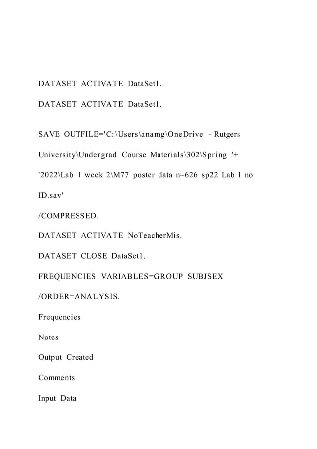 DATASET ACTIVATE DataSet1. DATASET ACTIVATE DataSet1. | PDF
