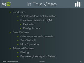 BigML Education - Datasets | PPT