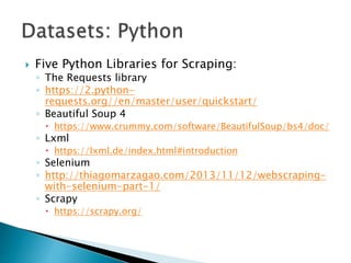 Datasets, APIs, and Web Scraping | PPTX
