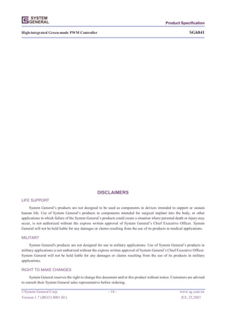 High-integrated Green-mode PWM Controller SG6841 | PDF
