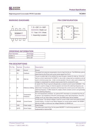 High-integrated Green-mode PWM Controller SG6841 | PDF
