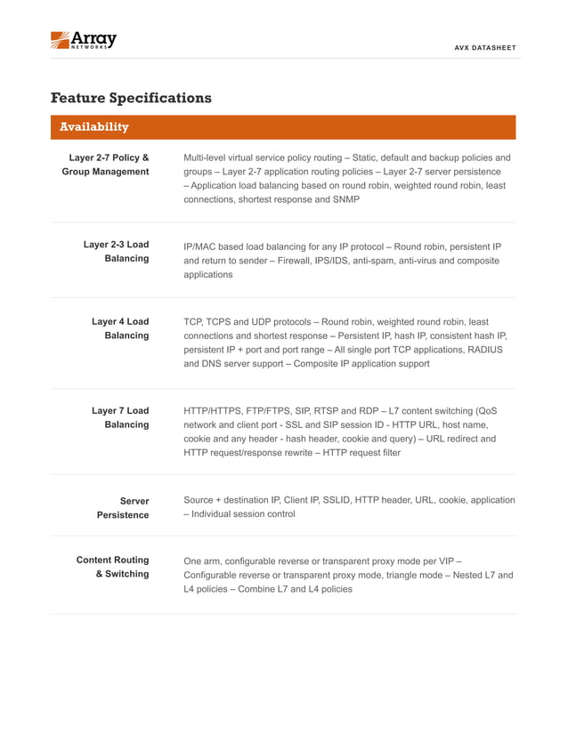 Array Networks AVX Multi-Tenant Application Delivery Controller Datasheet | PDF | Internet ...