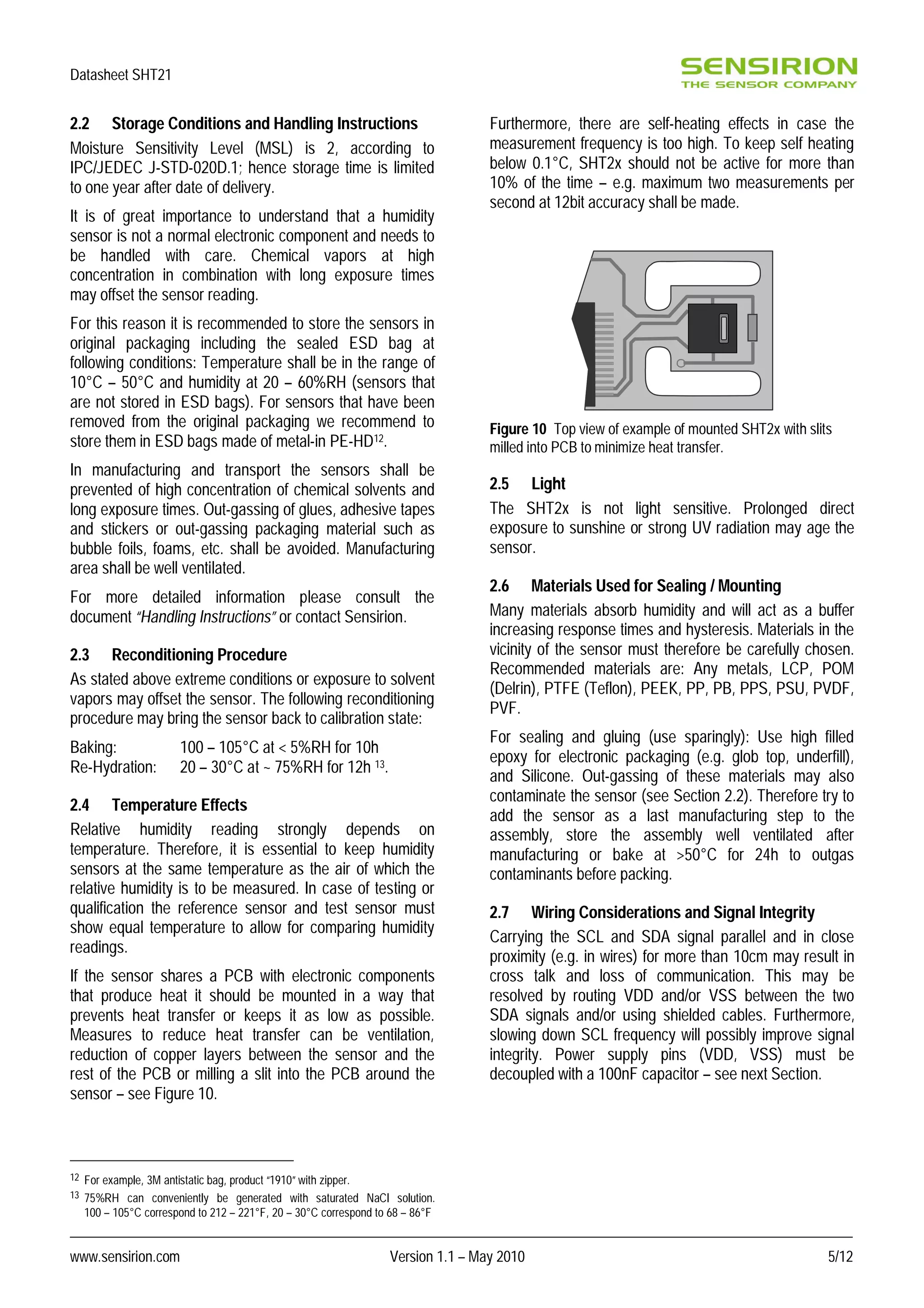 Datasheet humidity-sensor-sht21 | PDF
