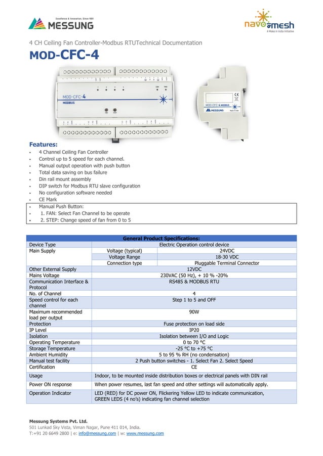 4 CH Analog Input Module - MOD-CFC-4 | PDF