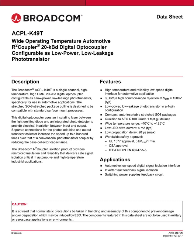 ACPL-K49T - Datasheet - Broadcom Corporation | PDF