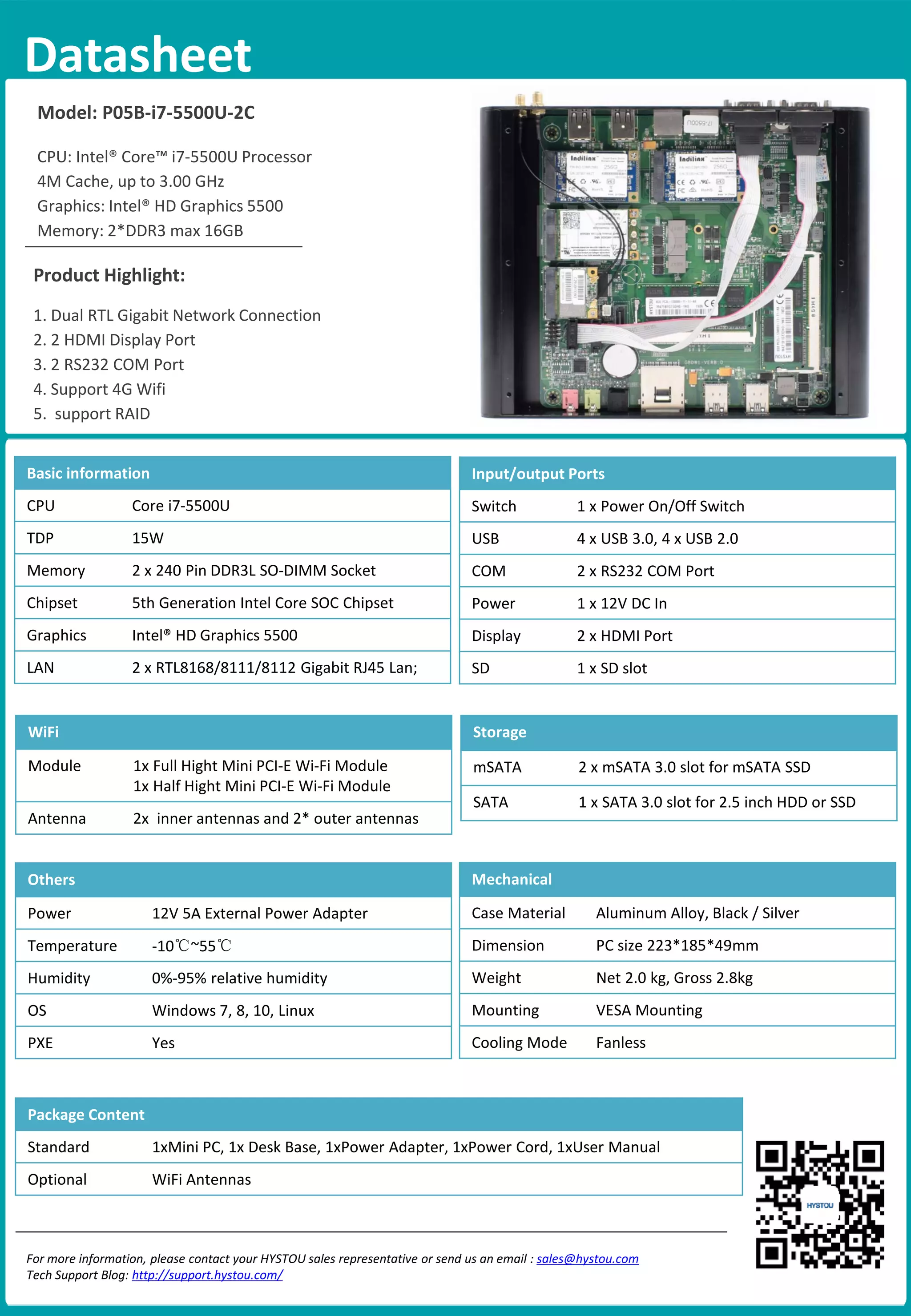 Datasheet for Hystou Mini PC model P05B-i7-5500u-2c | PDF | Computer ...