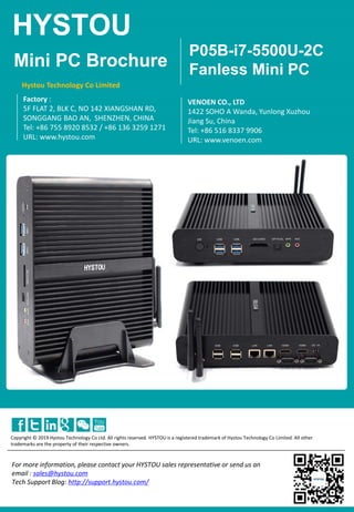 Datasheet for Hystou Mini PC model P05B-i7-5500u-2c | PDF | Computer ...
