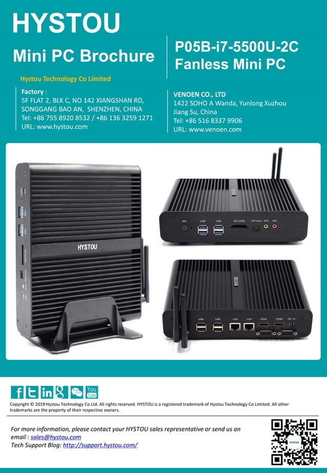 Datasheet for Hystou Mini PC model P05B-i7-5500u-2c | PDF | Computer Peripherals | Computing