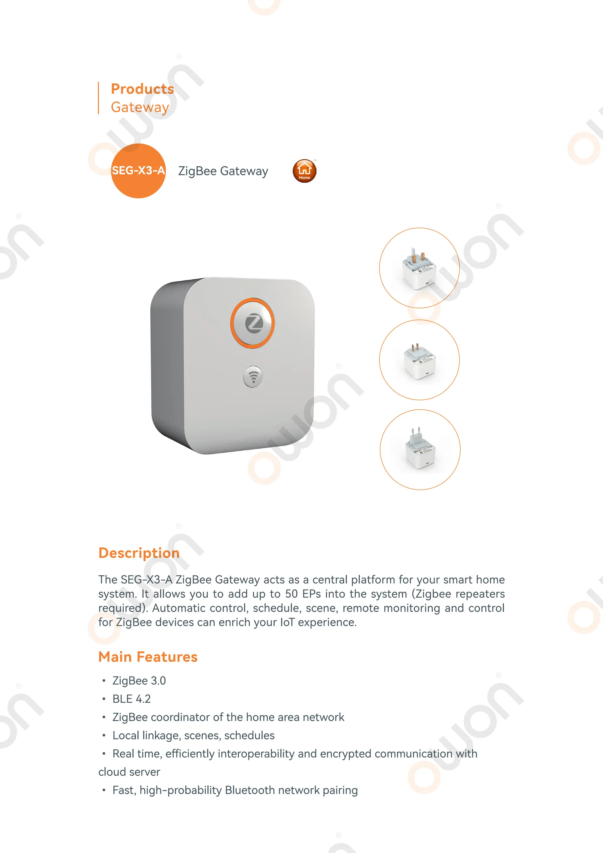 OWON ZigBee Gateway (ZigBee/Wi-Fi) SEG-X3 | PDF