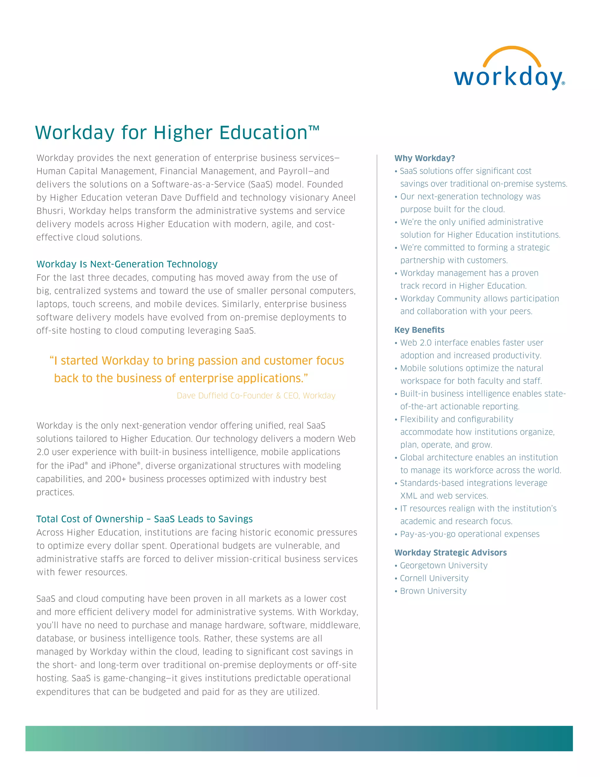 Workday for Higher Education | PDF