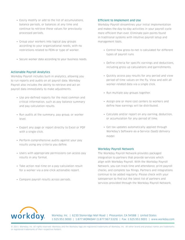 Workday Payroll Datasheet | PDF