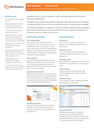Data sheet workshare data security, policy enforcement, and data center ...