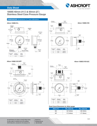 Datasheet 1008s 40_50mm_gauge | PDF