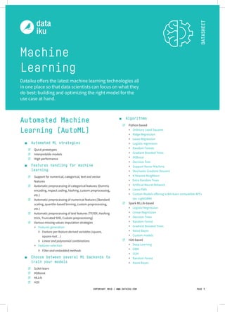 Dataiku Data Science Studio (datasheet) | PDF