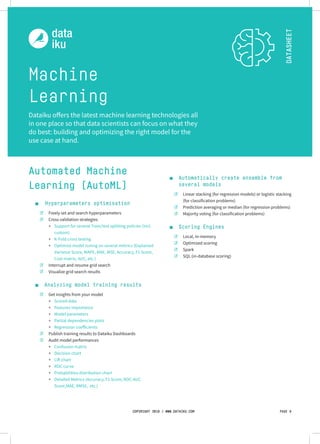 Dataiku Data Science Studio (datasheet) | PDF