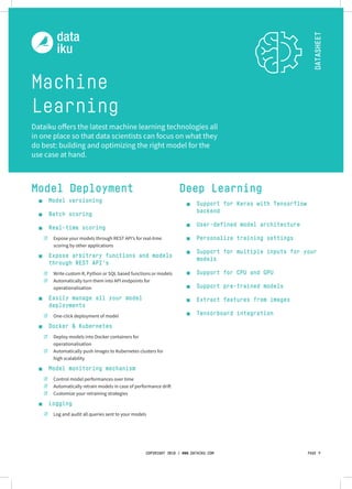 Dataiku Data Science Studio (datasheet) | PDF