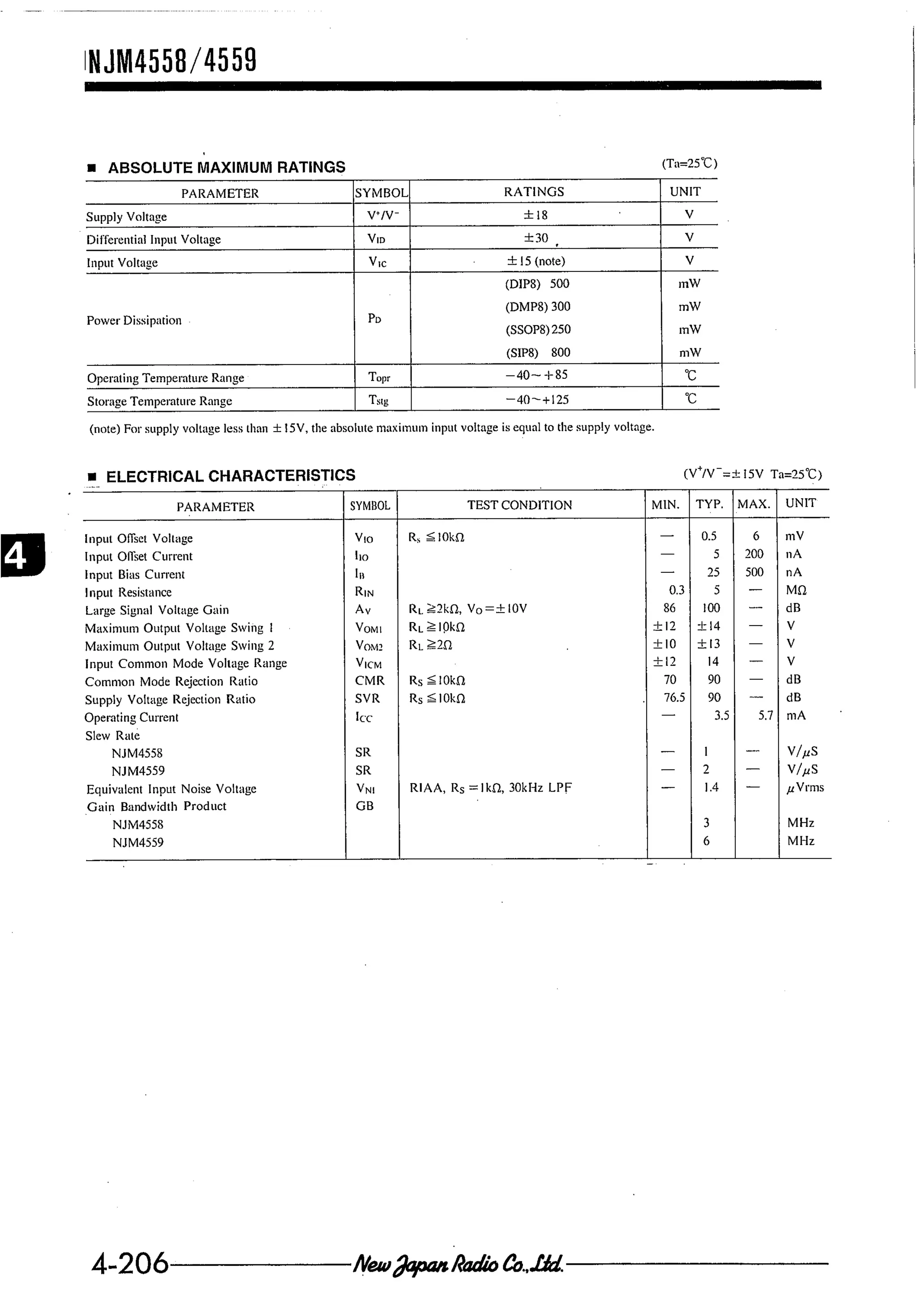 Data sheet 4558 | PDF