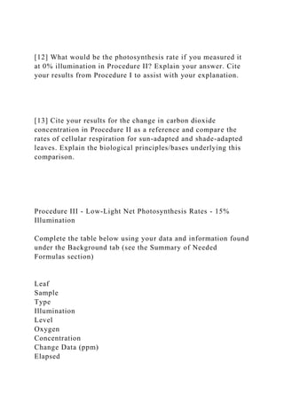 Data Sheet Activity - Photosynthesis and RespirationAll Content.docx