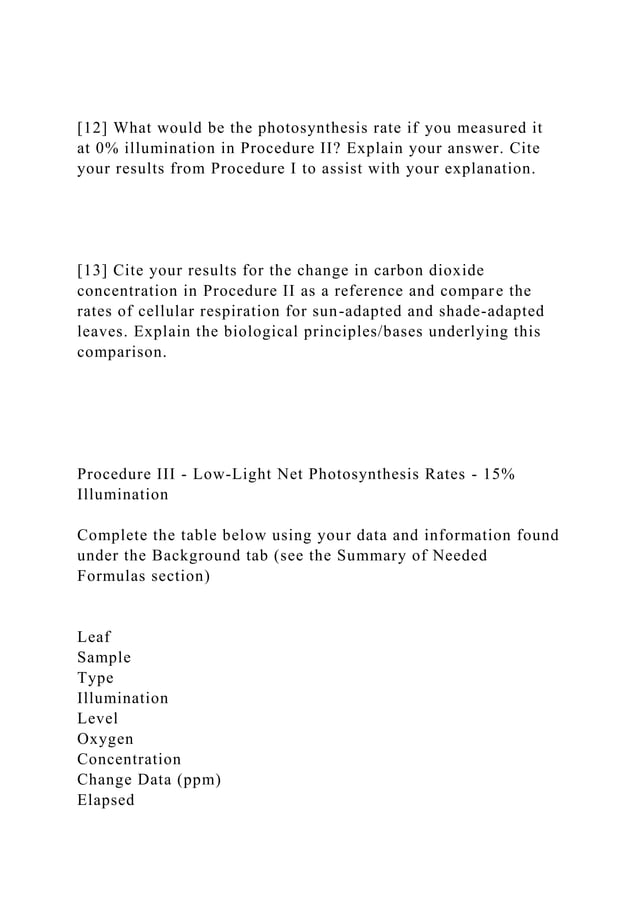 Data Sheet Activity - Photosynthesis and RespirationAll Content.docx ...