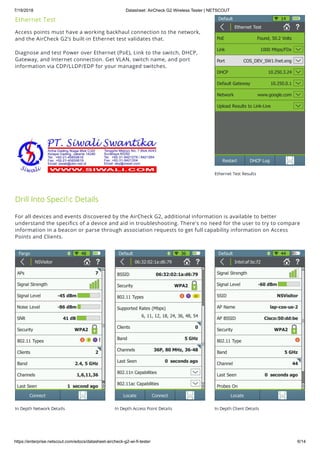Datasheet NETSCOUT AirCheck G2 Wireless Tester | PDF