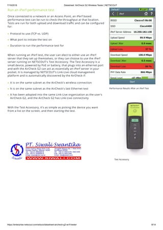 Datasheet NETSCOUT AirCheck G2 Wireless Tester | PDF