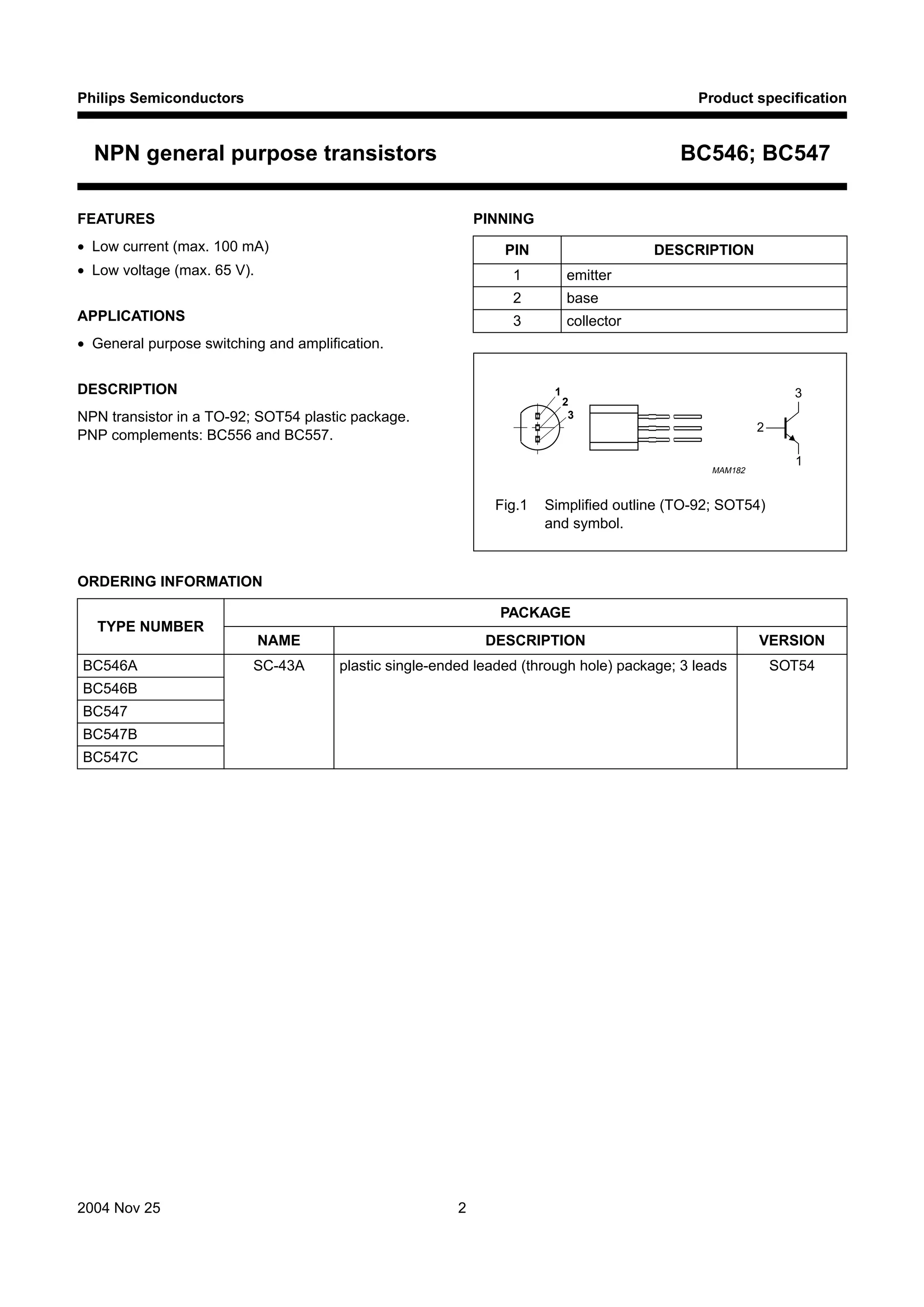 Datasheet bc547 | PDF