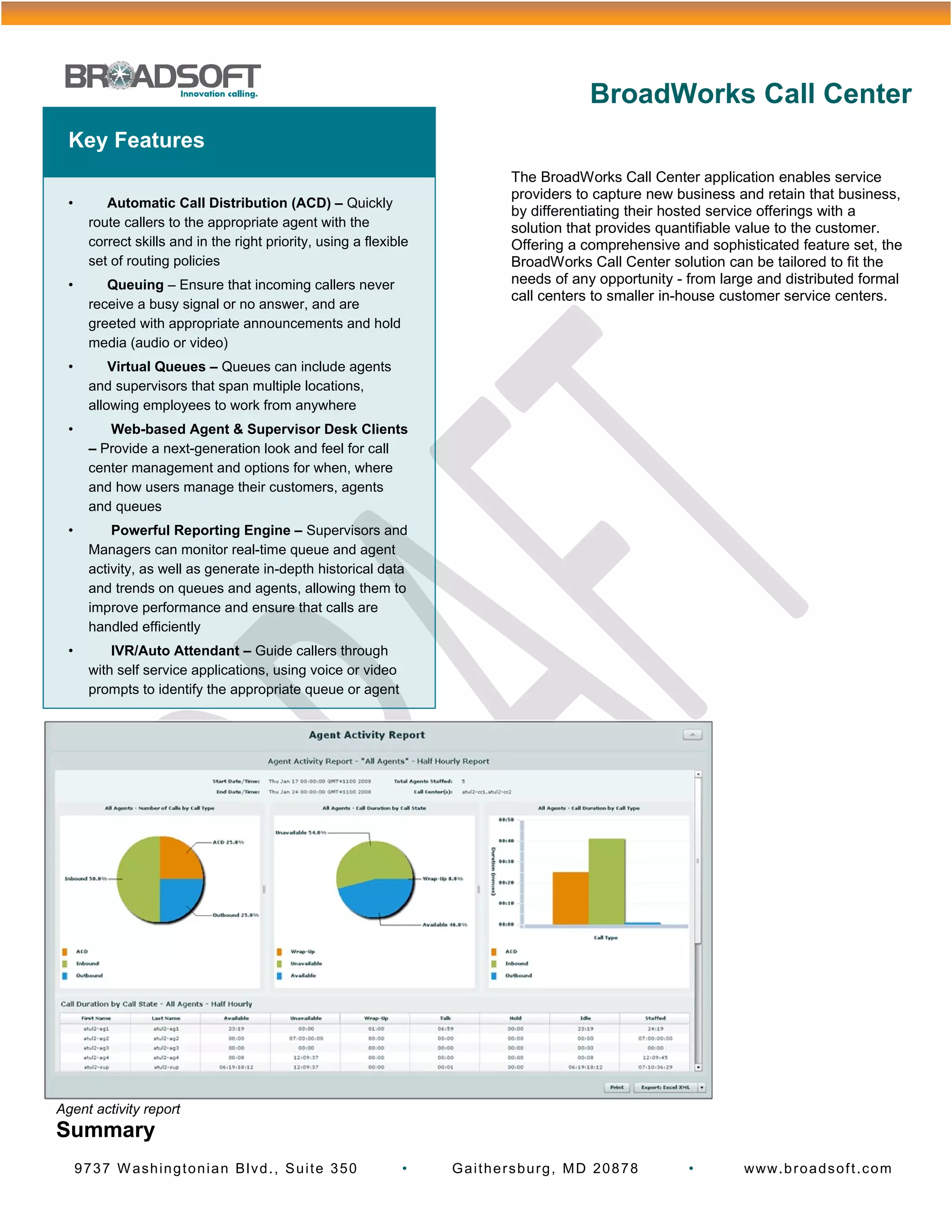 Data sheet broad works call center | PDF