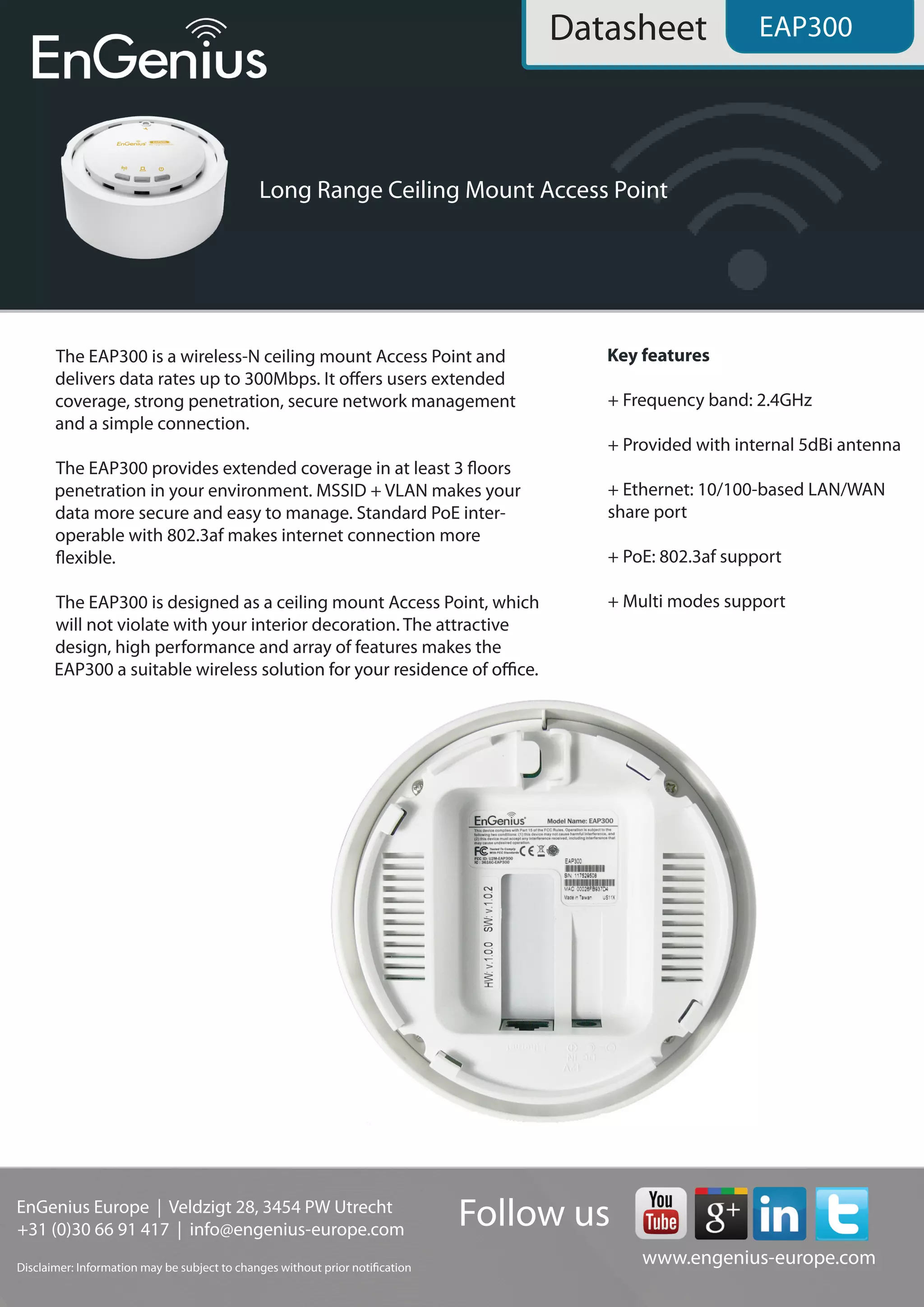 Datasheet EnGenius EAP300 | PDF | Computer Networking | Computing
