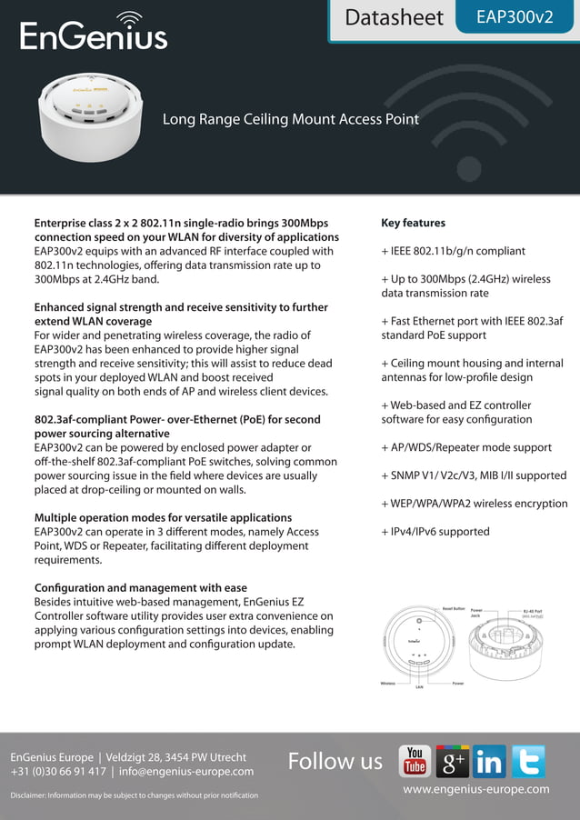 Datasheet EnGenius EAP300v2 | PDF