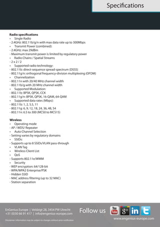 Datasheet EnGenius EAP300v2 | PDF