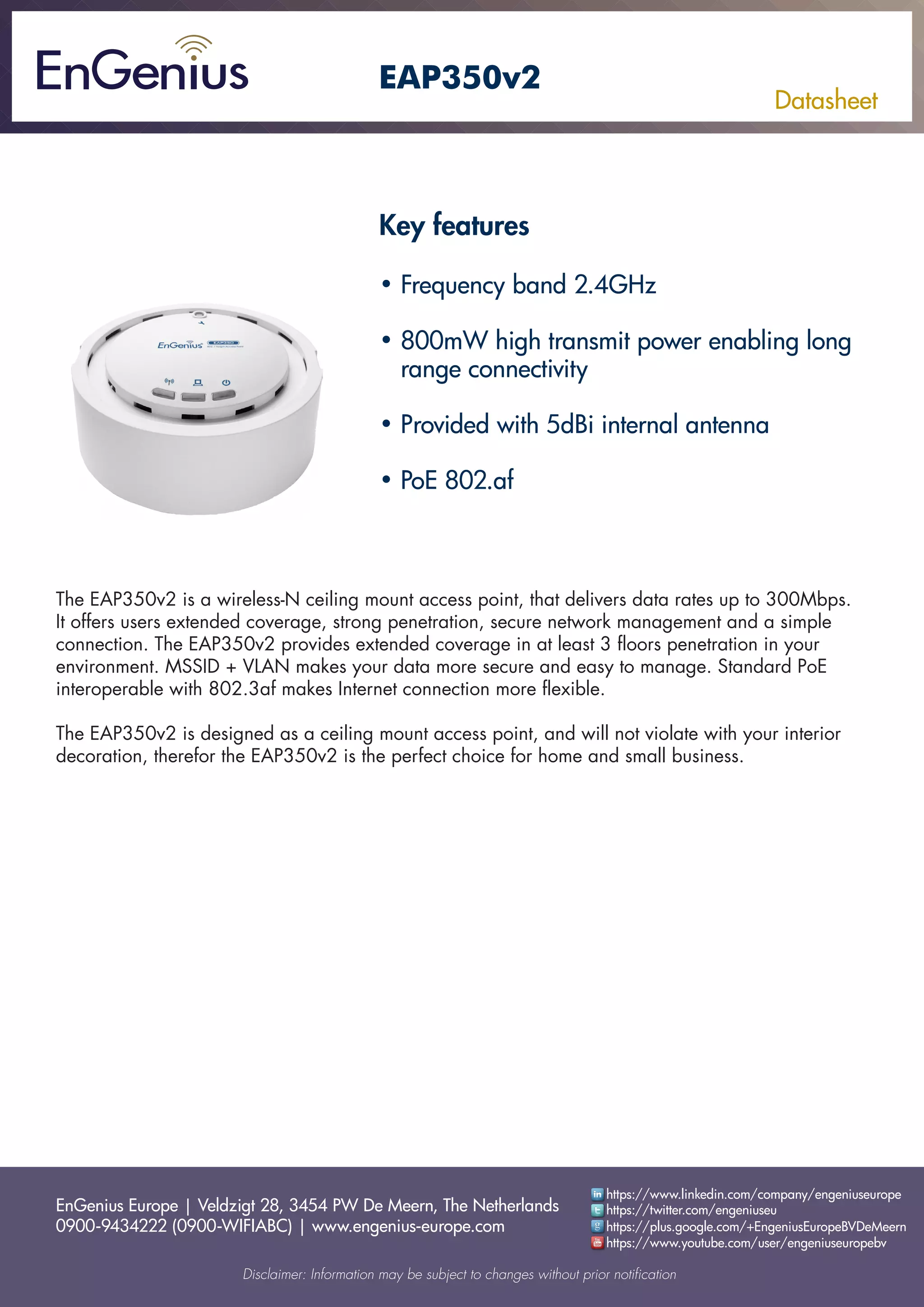 Datasheet EAP350v2 | PDF