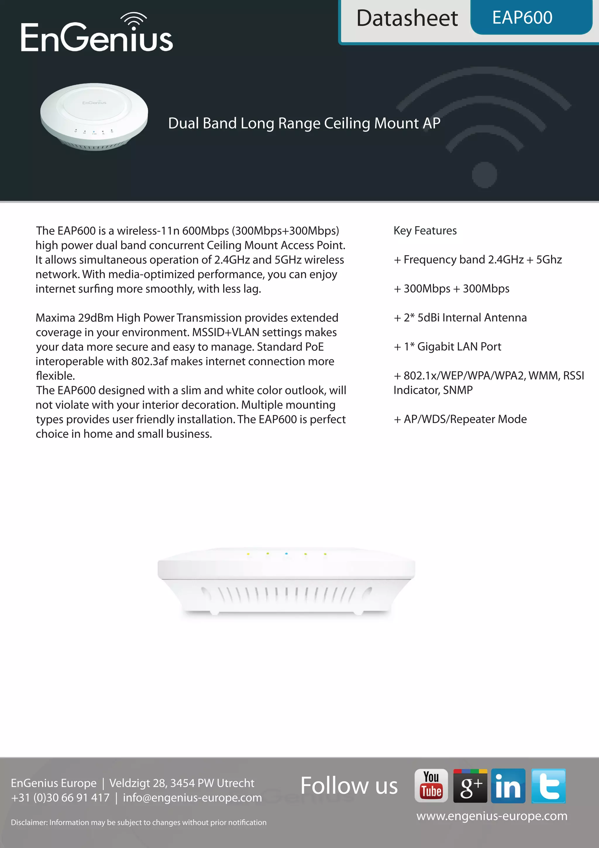 Datasheet EnGenius EAP600 | PDF