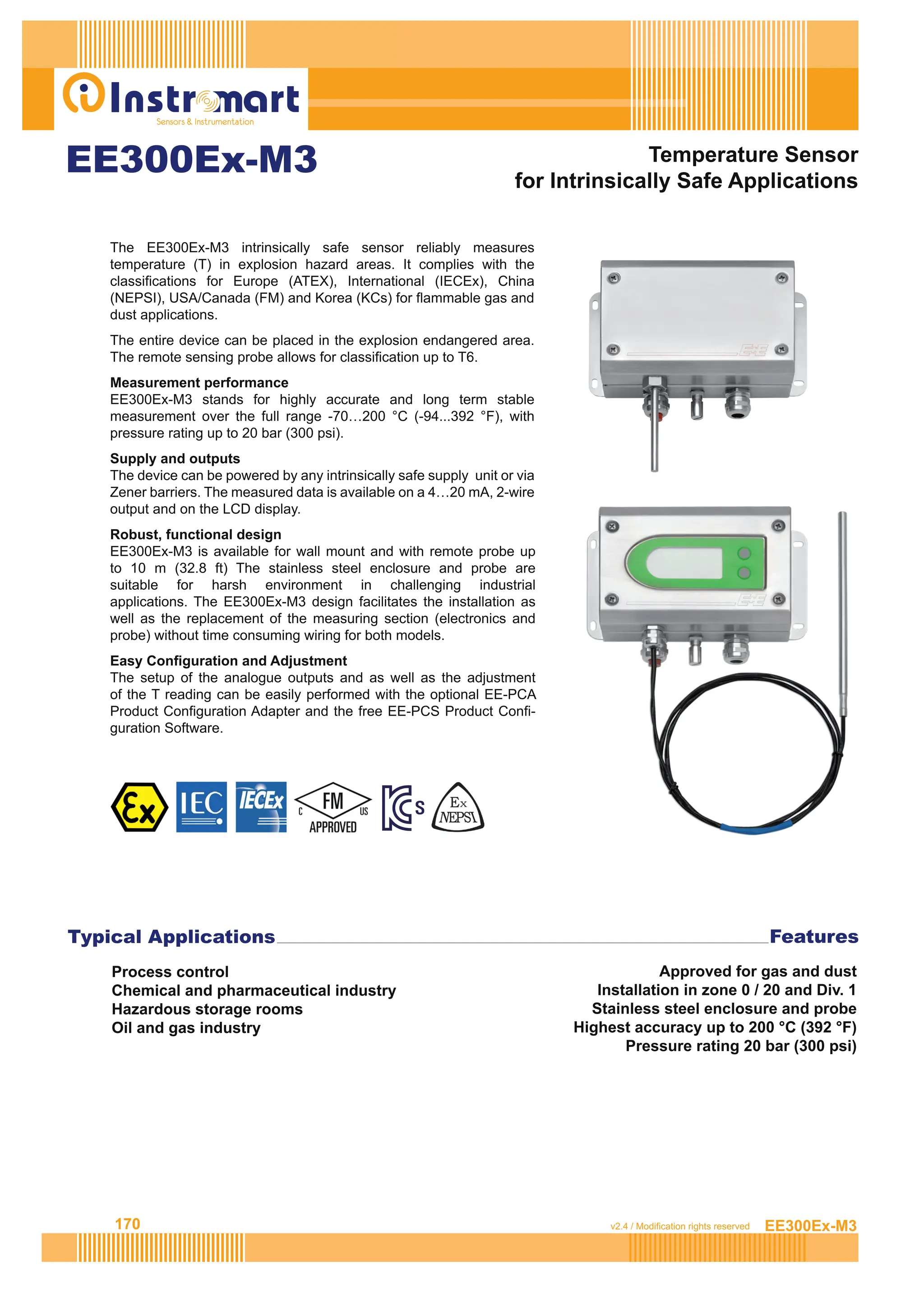 Datasheet EE300Ex - Intrinsically Safe Humidity and Temperature ...