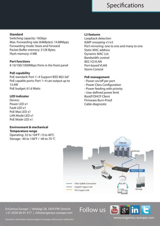 Datasheet EnGenius EGS2108P | PDF | Computer Networking | Computing