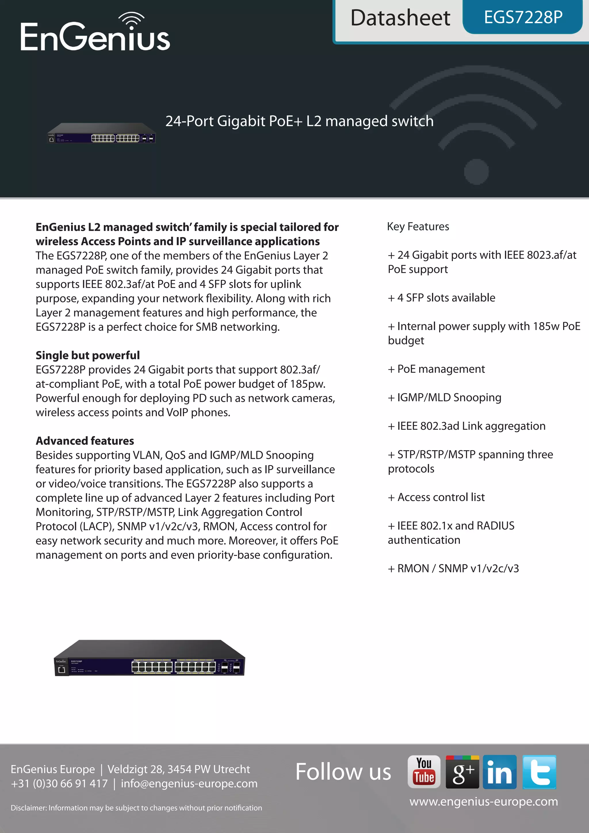 Datasheet EnGenius EGS7228P | PDF