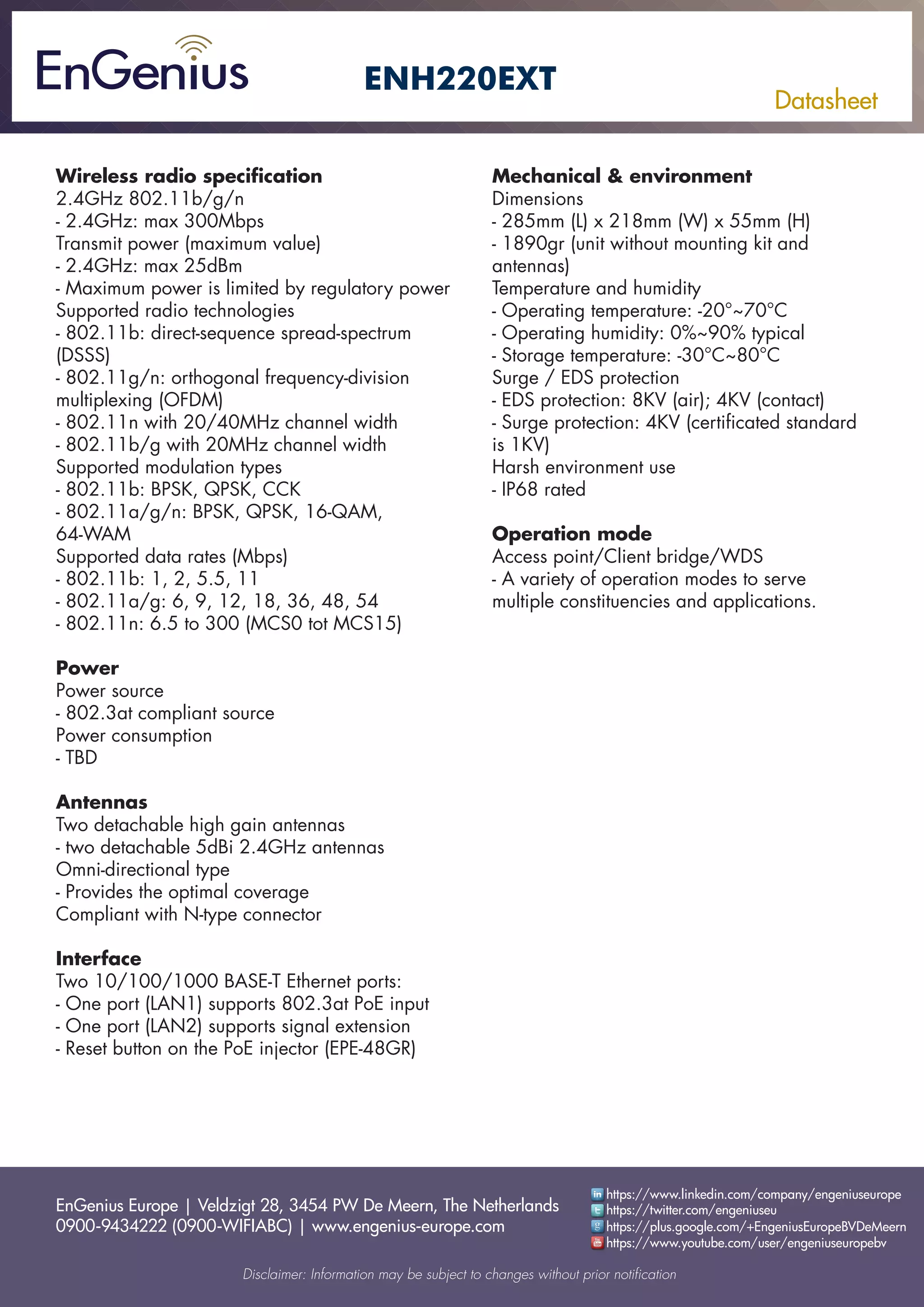 Datasheet ENH220EXT | PDF | Computer Networking | Computing